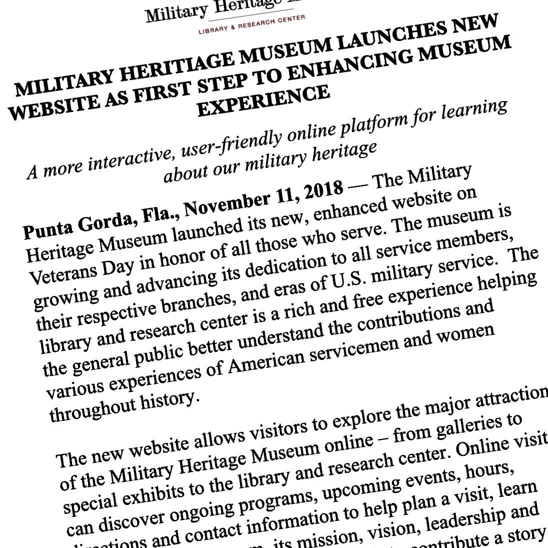 About - Military Heritage Museum