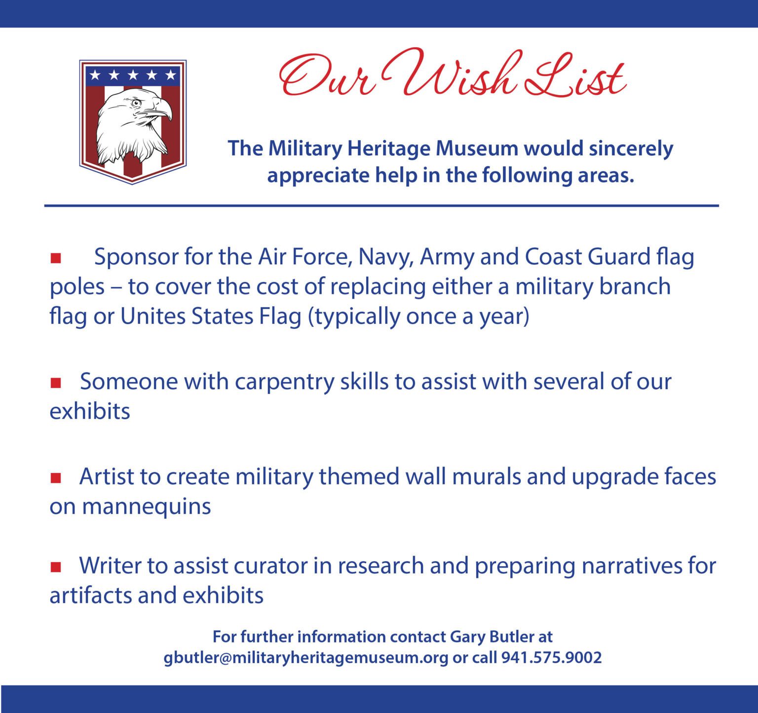 Wish List - Military Heritage Museum